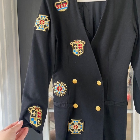 Outlander | Jackets & Coats | Vintage Black Long Fitted Blazer Emblem ...